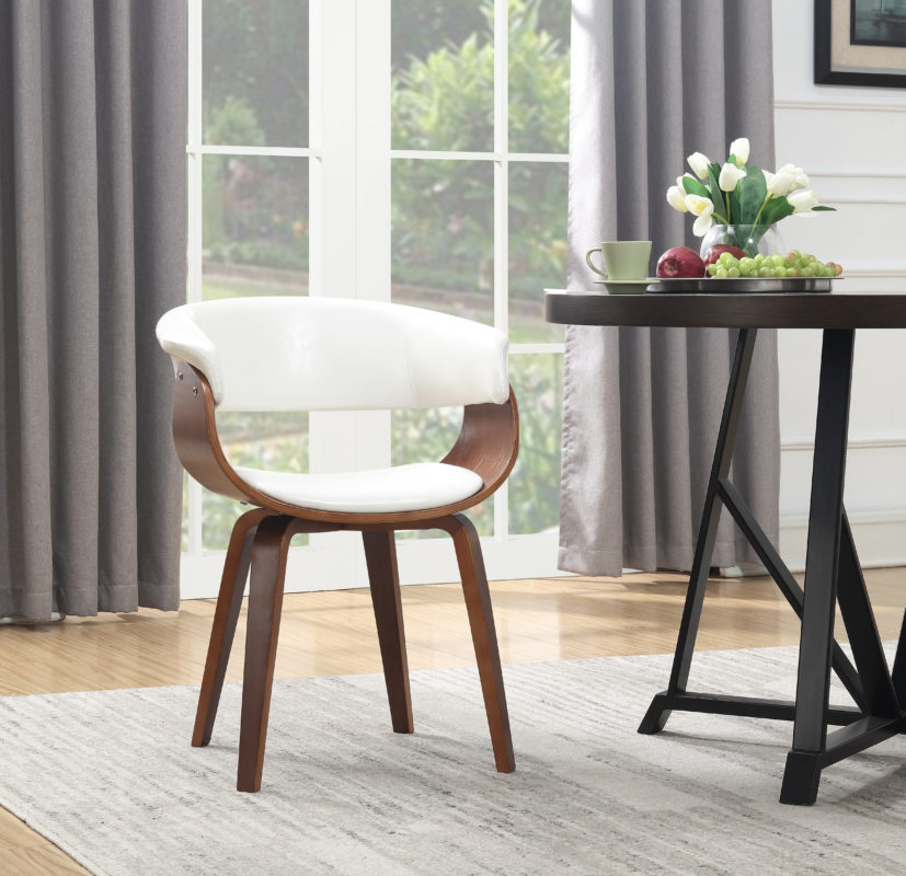 Wood and Black Faux Leather Mid-Century 18-Inch Seat Height Dining ...