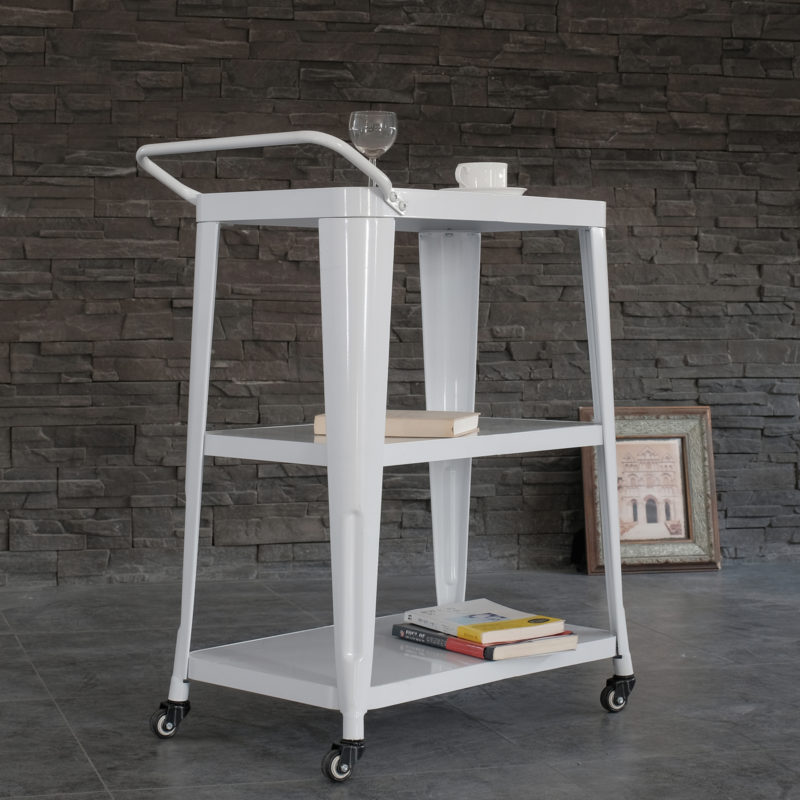 3-Tiered Metal Frame, Industrial Dining Cart with Swivel Wheels ...